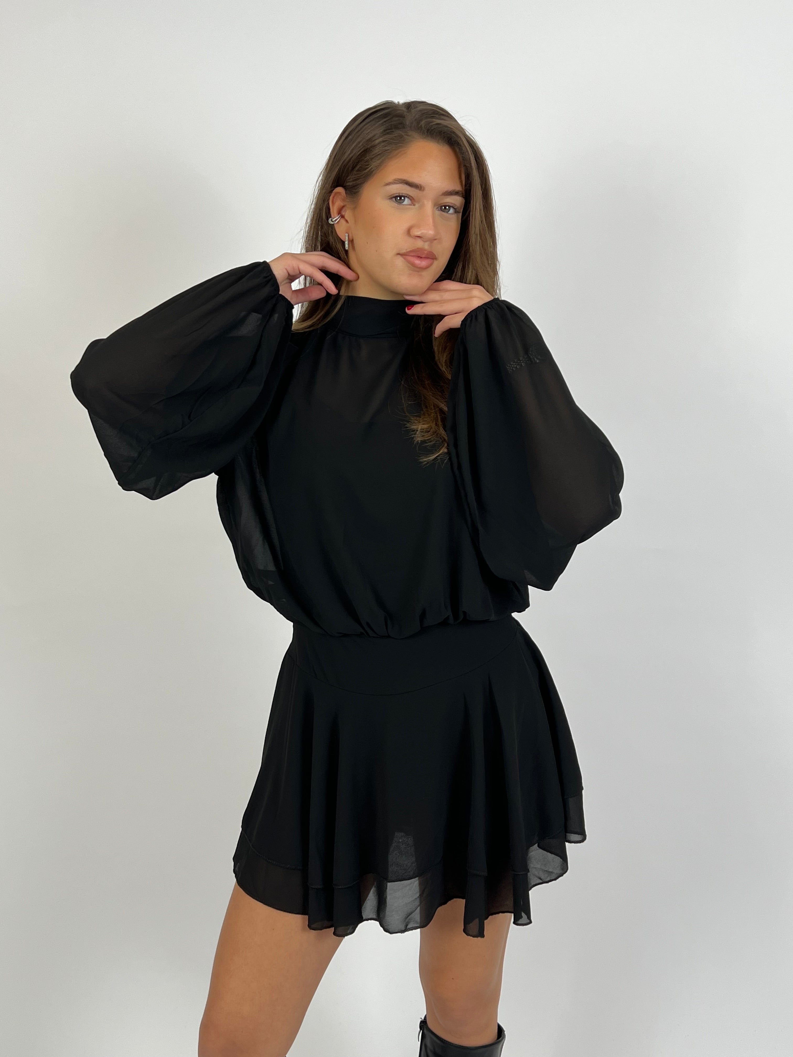 FLOWY OPEN BACK DRESS BLACK – FEMME FATALE FASHION